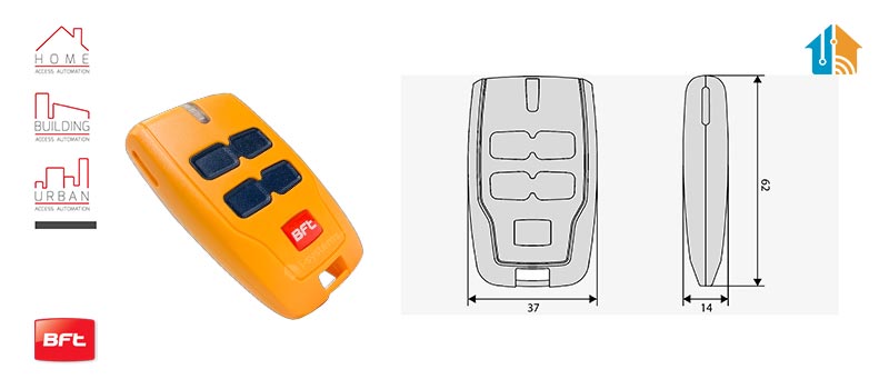 Set 4 telecomenzi, BFT, Mitto 4 Rainbow, pentru automatizari porti, usi ...